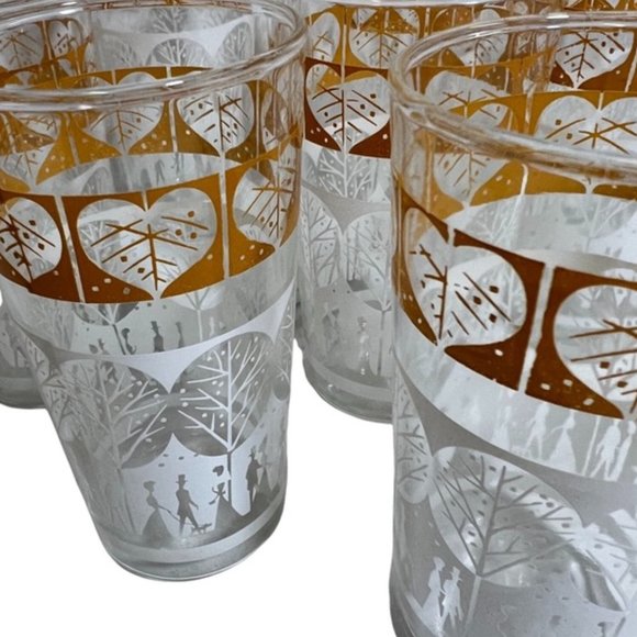 Vintage | Dining | Mid Century Glassware Set Of 8 Retro Mod Graphics ...